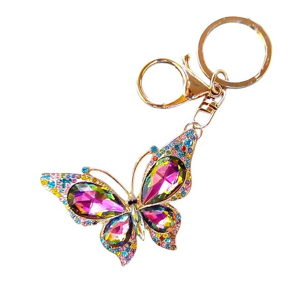 Bags | Stunning Multi Color Rhinestone Butterfly Bag Charm New | Poshmark